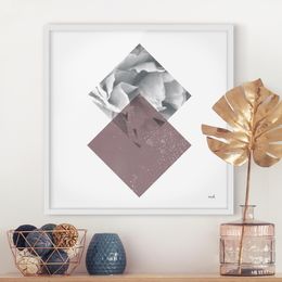 Bild mit Rahmen Quadrate mit Bl&uuml;te