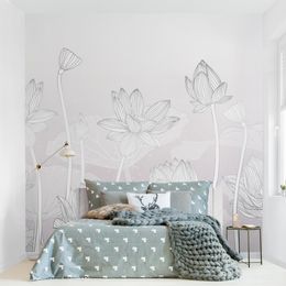 Fototapete Lotus Illustration Silber und Violett
