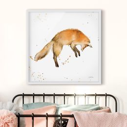 Bild mit Rahmen Springender Fuchs