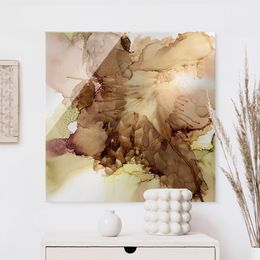 Glasbild Goldbraune Explosion I