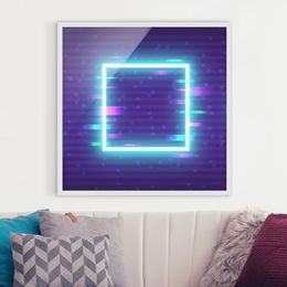 Bild mit Rahmen Geometrisches Quadrat in Neonfarben