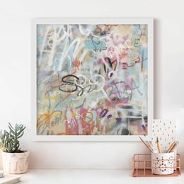 Bild mit Rahmen Graffiti Love in Pastell