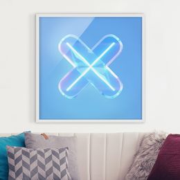 Bild mit Rahmen Neon Gamer Symbol X