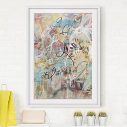 Bild mit Rahmen Graffiti Freedom in Pastell