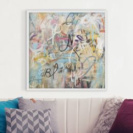 Bild mit Rahmen Graffiti Freedom in Pastell