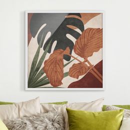 Bild mit Rahmen Tropische Boho Bl&auml;tter