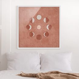 Bild mit Rahmen Boho Mondphasen mit Sonne