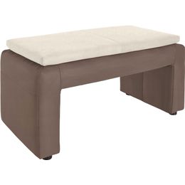 Polsterhocker exxpo - SOFA FASHION, braun (braun, creme), B:100cm H:51cm T:52cm, Strukturstoff (88%Polyester, 12% Nylon);Luxus-Microfaser (Zusammensetzung: 10% Baumwolle, 90% Polyester), Hocker, Polsterhocker, Breite 100 cm