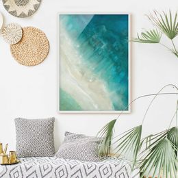 Bild mit Rahmen Strandblick mit Meer aus der Vogelperspektive