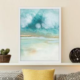 Bild mit Rahmen Smaragd-Wolken und Gold II