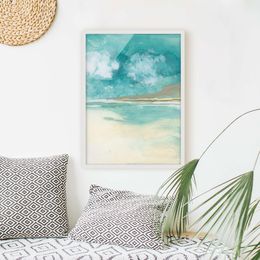 Bild mit Rahmen Smaragd-Wolken und Gold