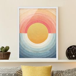 Bild mit Rahmen Sonne zwischen Himmel und Meer