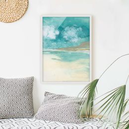 Bild mit Rahmen Smaragd-Wolken und Gold