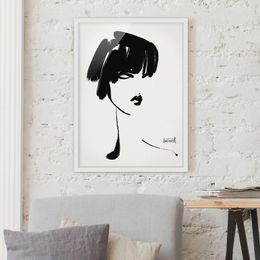 Bild mit Rahmen Portrait mit schwarzem Pinsel