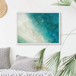 Bild mit Rahmen Strandblick mit Meer aus der Vogelperspektive