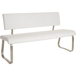 Polsterbank MCA furniture "Arco, TOPSELLER", weiß (weiß, edelstahl gebürstet), B:155cm H:86cm T:59cm, Sitzbänke, belastbar bis 280 kg, Kunstleder, in verschiedenen Breiten