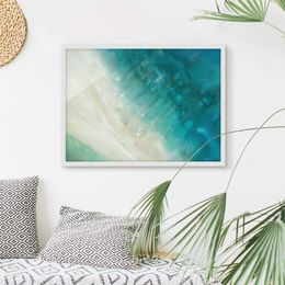 Bild mit Rahmen Strandblick mit Meer aus der Vogelperspektive