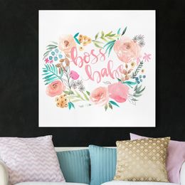 Leinwandbild Kinderzimmer Rosa Bl&uuml;ten - Boss Babe