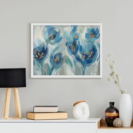 Bild mit Rahmen Blaues M&auml;rchen mit Blumen