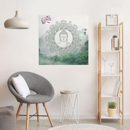 Glasbild Buddha Mandala im Nebel