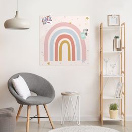 Glasbild Gro&szlig;er Regenbogen mit Sternen und P&uuml;nktchen