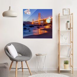 Glasbild Golden Gate Bridge am Abend