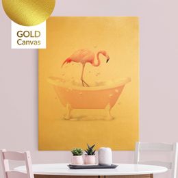 Leinwandbild Badewannen Flamingo
