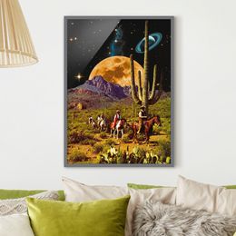 Bild mit Rahmen Retro Collage - Weltraum Cowboys