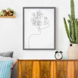 Bild mit Rahmen Line Art - Dreamy Girl Blossom