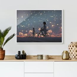 Bild mit Rahmen Anime Zeichnung Lichter auf dem Fahrrad
