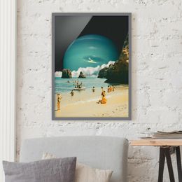 Bild mit Rahmen Retro Collage - Weltraum Strand