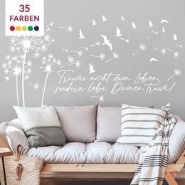 Wandtattoo Blumen Pusteblume - Lebe deinen Traum
