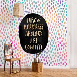 Fototapete Throw Kindness Around Like Confetti - Vliestapete nach Ma&szlig; Abstrakt Aquarell Kunstdruck Spr&uuml;che Wohnzimmer Schlafzimmer Bad Badezimmer