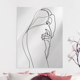 Glasbild Line Art Frauenakt Schulter Schwarz Wei&szlig;