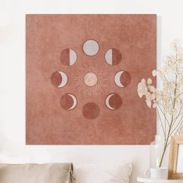 Leinwandbild Boho Mondphasen mit Sonne