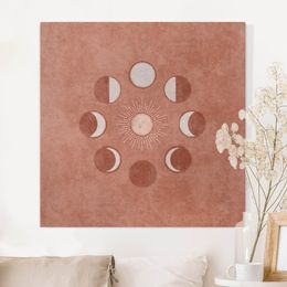Leinwandbild Boho Mondphasen mit Sonne