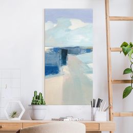 Leinwandbild Ewiger Strand - Wandbild bis XXL Print Kunstdruck Natur Strand Wohnzimmer Schlafzimmer Blau