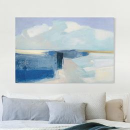 Leinwandbild Ewiger Strand - Wandbild bis XXL Print Kunstdruck Natur Strand Wohnzimmer Schlafzimmer Blau