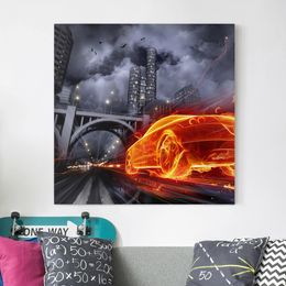 Leinwandbild Kinderzimmer Feuerauto