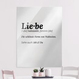 Glasbild Die Definition von Liebe