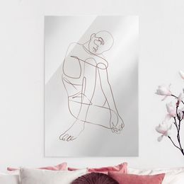Glasbild Line Art - Frau sitzend