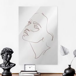 Glasbild Line Art - Frau tr&auml;umendes Gesicht