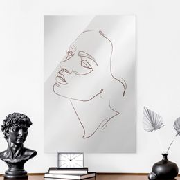 Glasbild Line Art - Frau tr&auml;umendes Gesicht