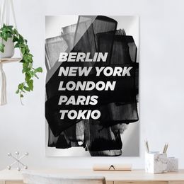 Glasbild Berlin New York London