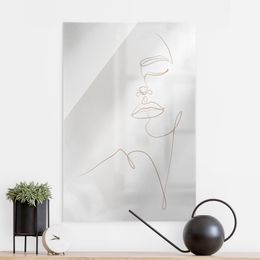 Glasbild Line Art - Frau florales Gesicht