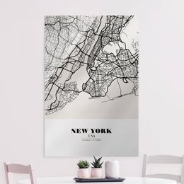 Glasbild Stadtplan New York - Klassik