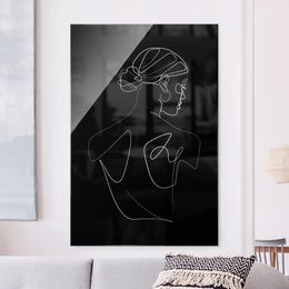 Glasbild Line Art - Frau R&uuml;cken Schwarz