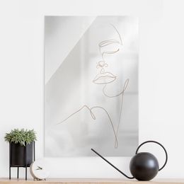 Glasbild Line Art - Frau florales Gesicht