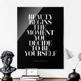 Glasbild Be yourself Coco Chanel Schwarz