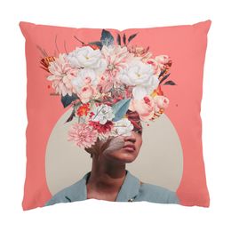 Dekokissen Blumen Portr&auml;t - Rosa Dahlien mit Pink